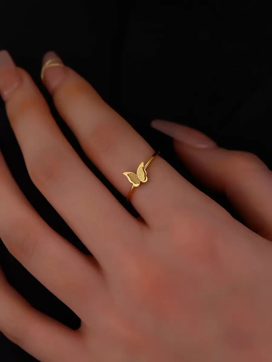 1pc Butterfly Decor Ring, Stainless Steel Jewelry | SHEIN USA