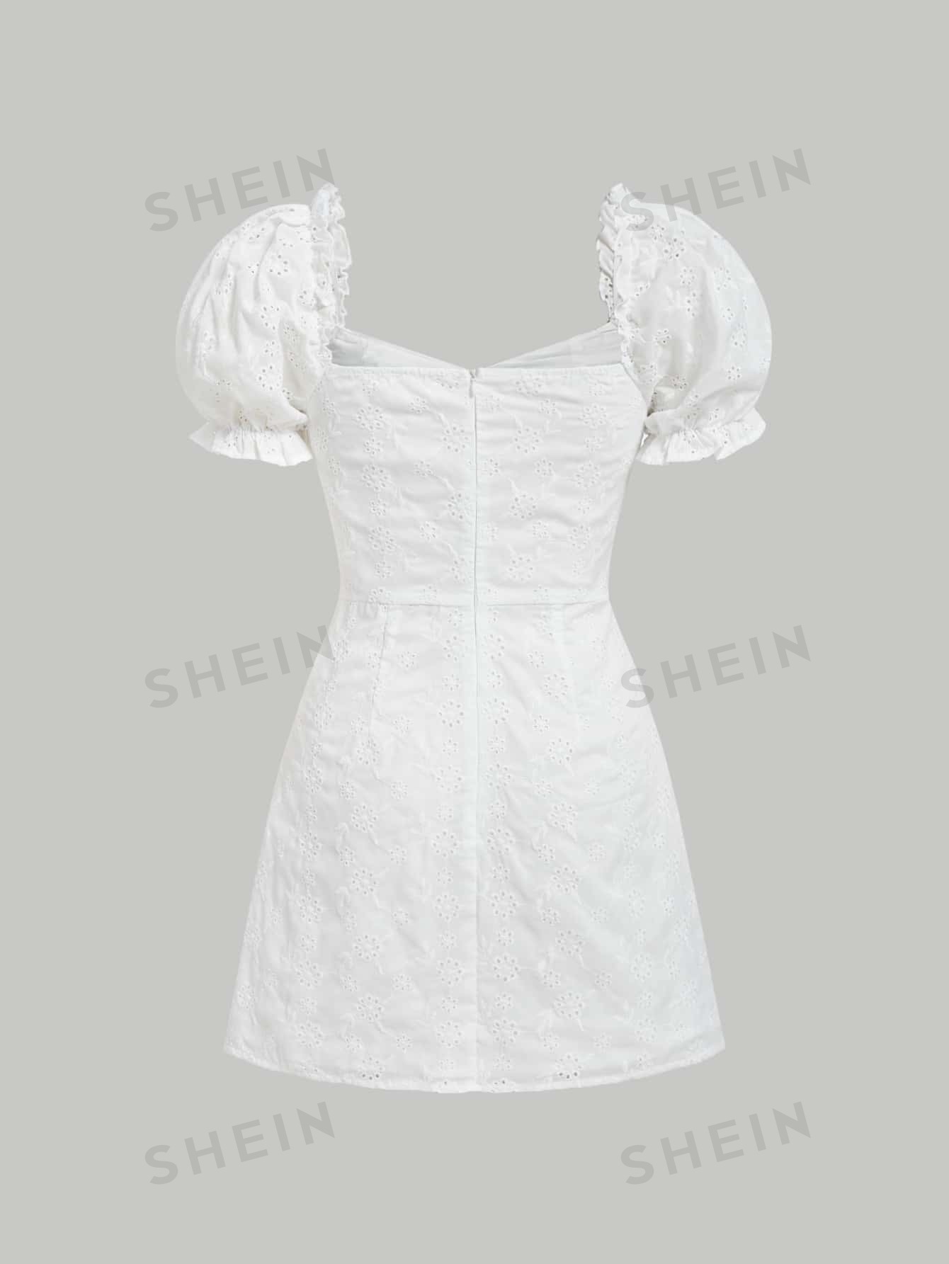 Shein Mod Sweetheart Neck Puff Sleeve Schiffy Dress Shein Uk