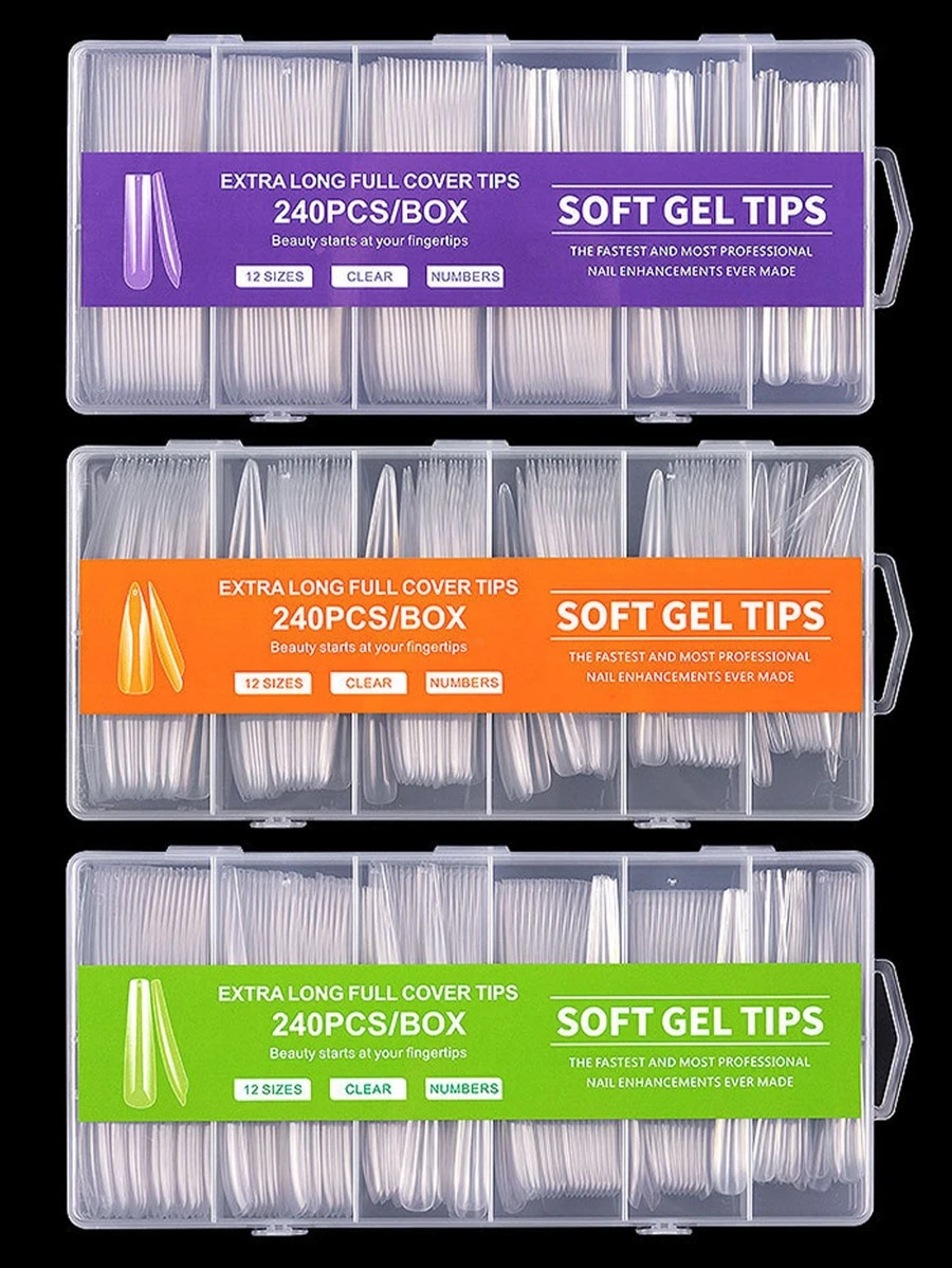 Get Glamorous With 240pcs Super Long XXXL Square Transparent Full Cover ...