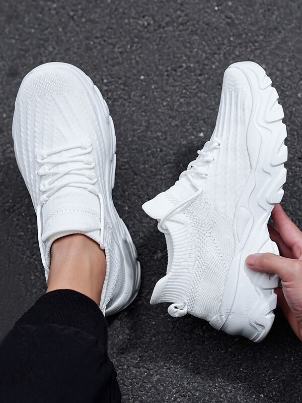 Men Lace-up Front Sneakers White Chunky Shoes | SHEIN USA