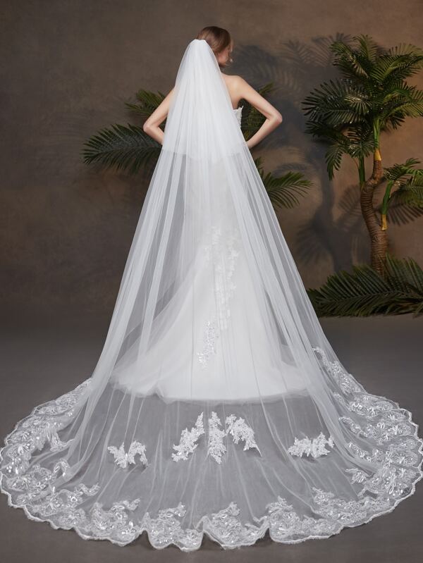 Floral Embroidered Bridal Veil | SHEIN UK