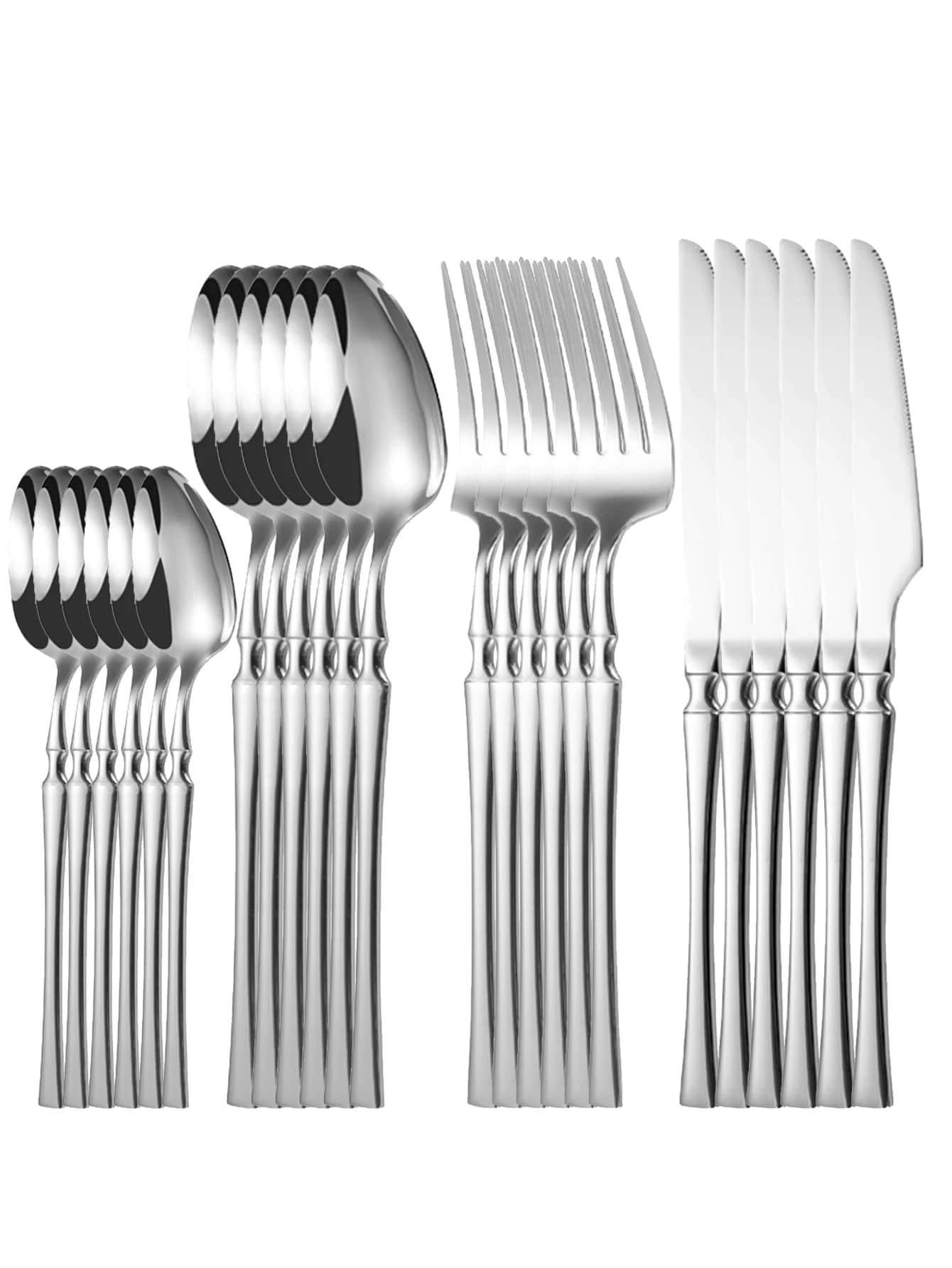 24pcs/Set Stainless Steel Cutlery Set, Minimalist Flatware Set For ...