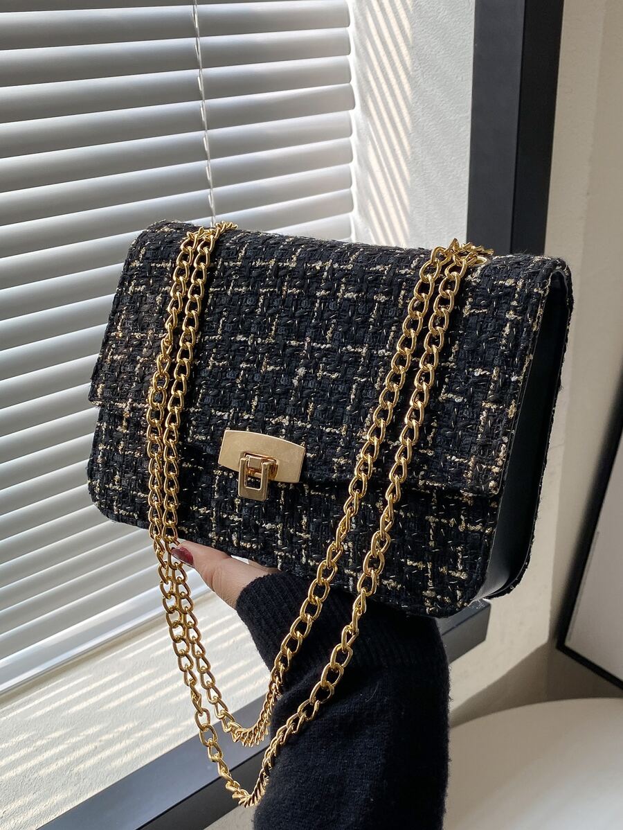 Plaid Pattern Chain Flap Square Bag | SHEIN USA