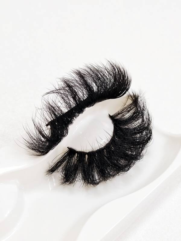 1 Pair Full False Lashes Soft Fluffy Thick 25MM Long Reusable False ...