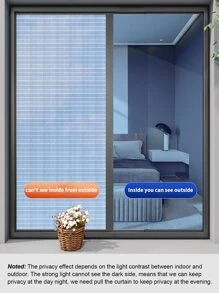 1pc PVC Window Privacy Film, Modern Plaid Pattern Non-Adhesive ...