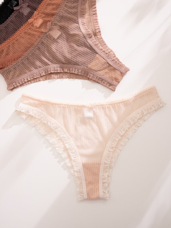 5パック レーストリム 蝶々結びフロント パンティセット | SHEIN JAPAN