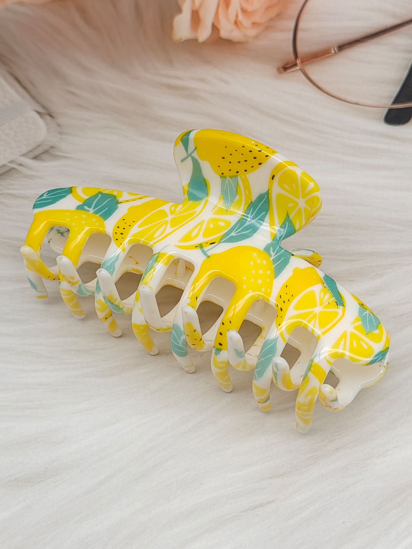 Printed Lemon Bone Hair Clip, Casual Daily Accessory | SHEIN USA