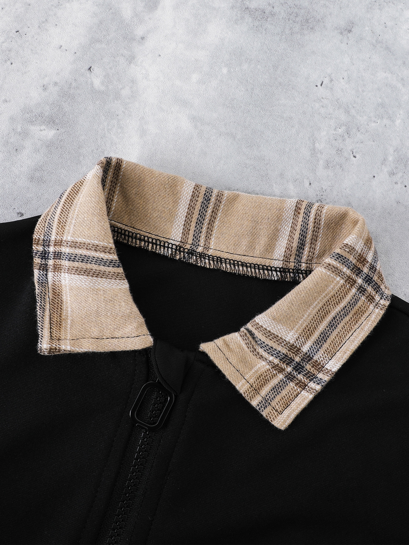 SHEIN Tween Boy Plaid Print Contrast Collar Quarter Zip Polo Shirt ...