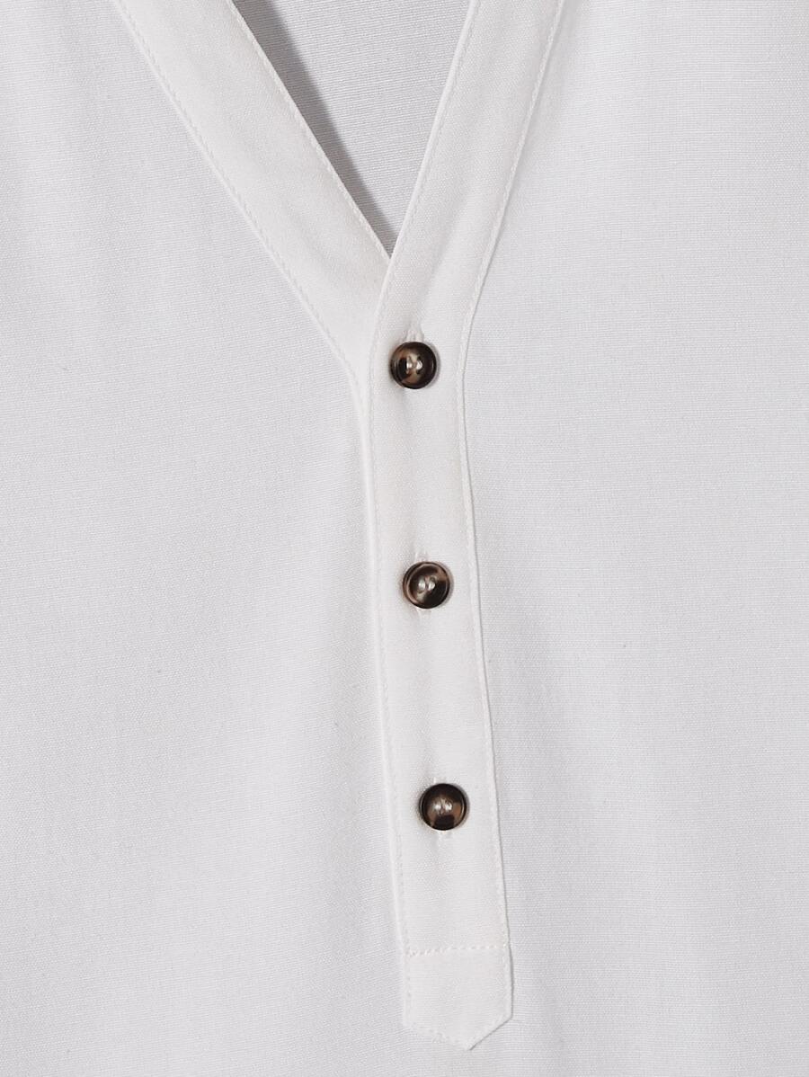 Manfinity Basics Men Half Button Shirt | SHEIN USA