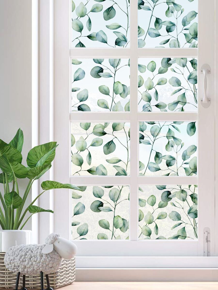 1pc PVC Decorative Film, Modern Leaf Pattern Window Sticker For Home ...