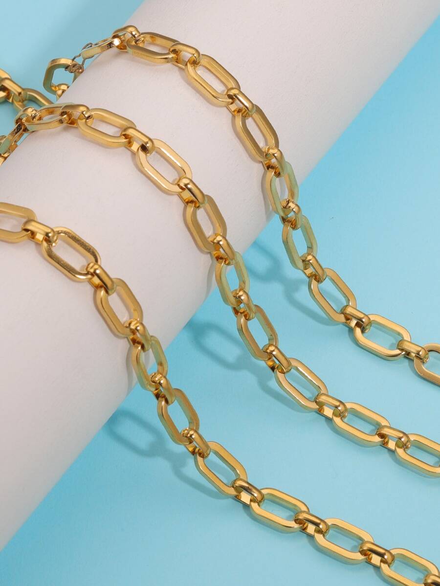 100cm Stainless Steel Flat Geometric Handmade Chain DIY Jewelry Accessories Necklace Bracelet ...