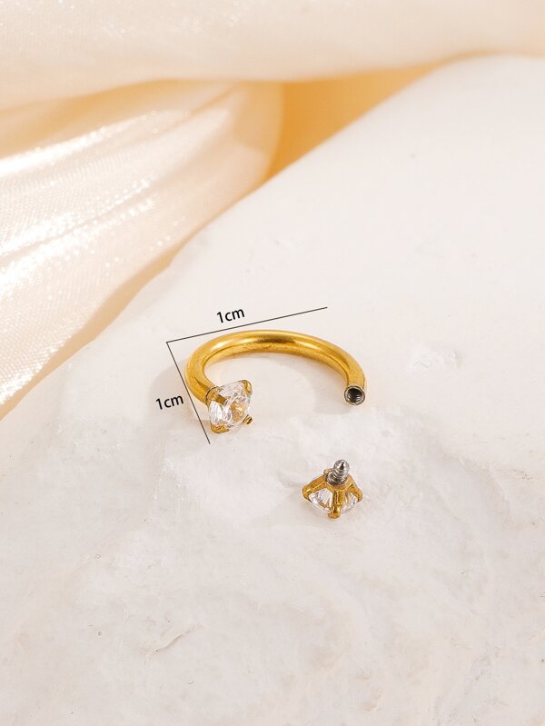 Cubic Zirconia Decor Nose Ring Stainless Steel Popular Piercing Body ...