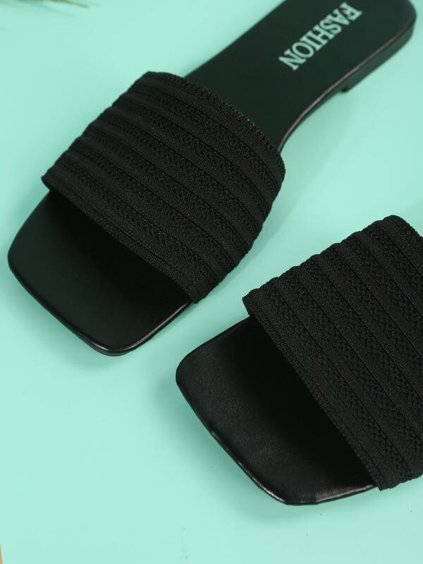 Women Minimalist Slide Sandals, Elegant Black Flat Sandals | SHEIN USA