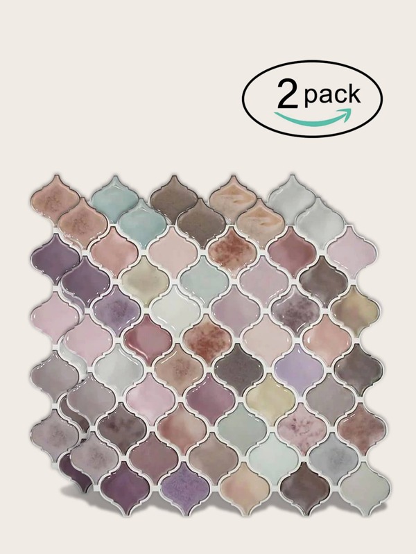 2-Sheet White Backsplash Tiles Peel and Stick Backsplash, Stick on ...