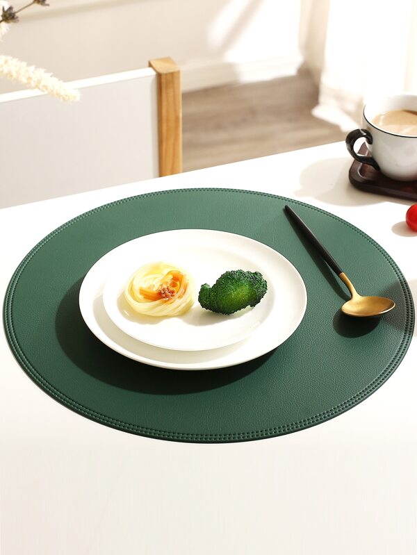 1pc Green Round Shaped Placemat, Nordic Plain Color Table Mat For ...