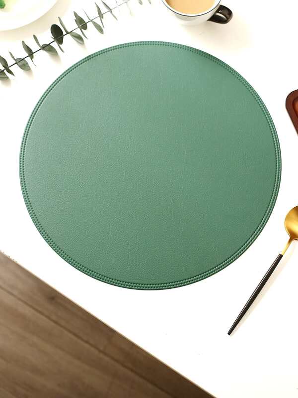 1pc Green Round Shaped Placemat, Nordic Plain Color Table Mat For ...