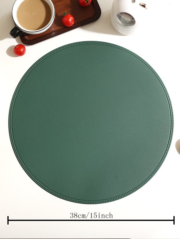 1pc Green Round Shaped Placemat, Nordic Plain Color Table Mat For ...
