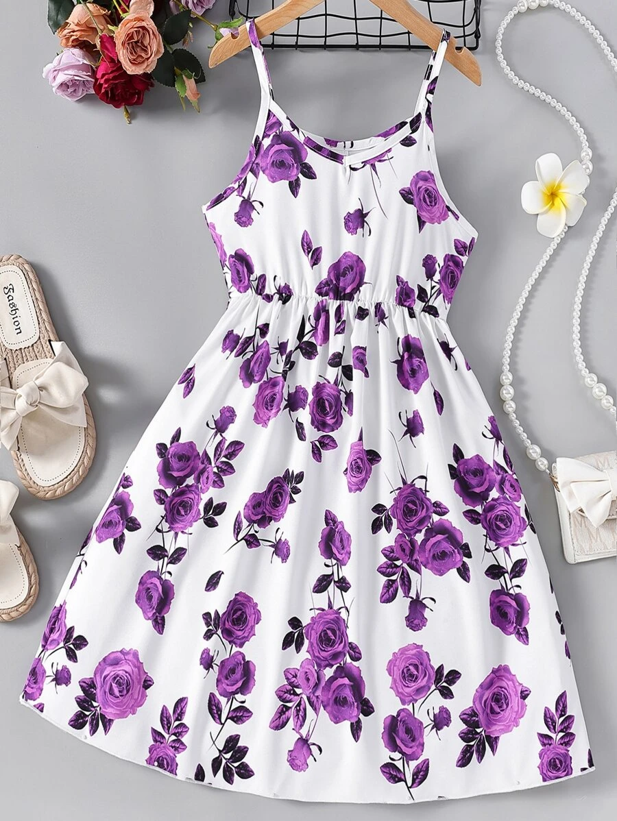 Tween Girl Floral Print Sundress, Elegant, Flower Pattern Design ...