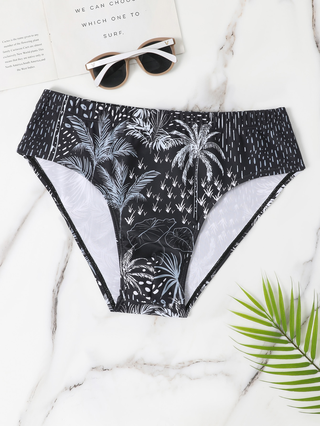 Manfinity Men Coconut Tree Print Swim Brief | SHEIN USA