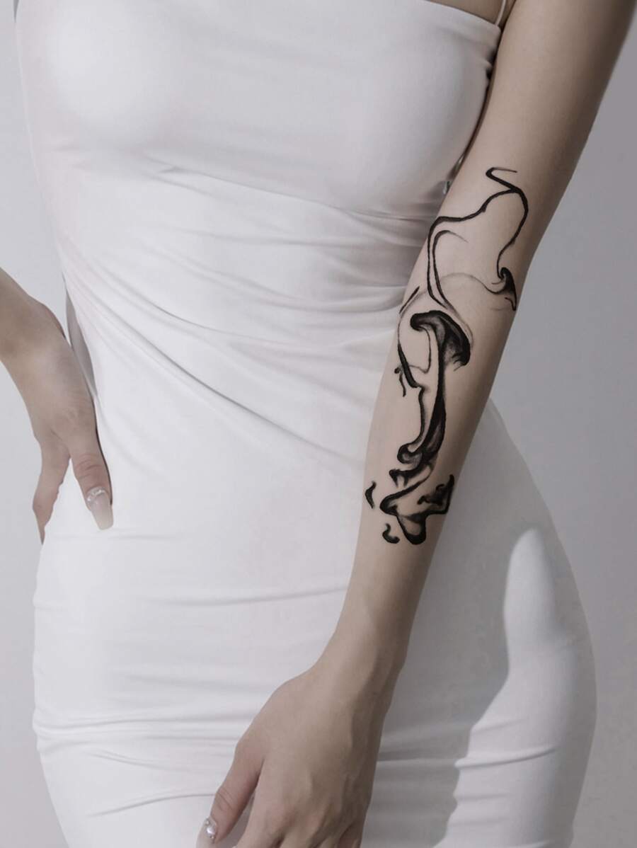 Tattoo Sticker,1 Sheet Splash Ink Pattern Temporary Tattoos For Women ...