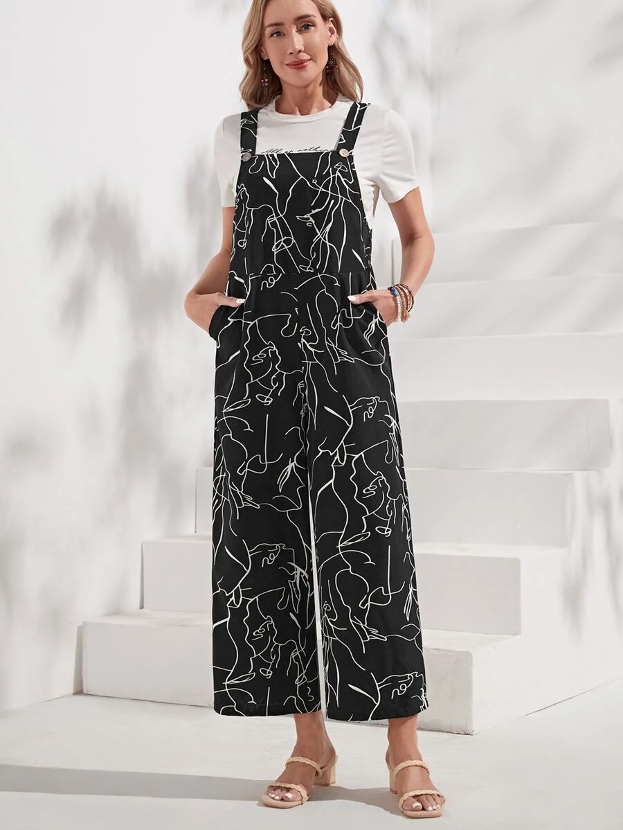 EMERY ROSE Mono overol con estampado con bolsillo oblicuo sin camiseta ...