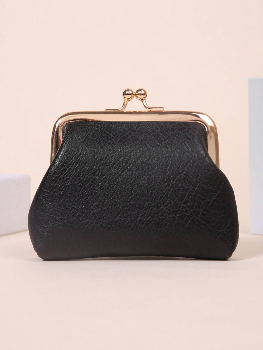 Women's Minimalist Coin Purse, Vintage Solid Color Kiss-Lock Clutch ...