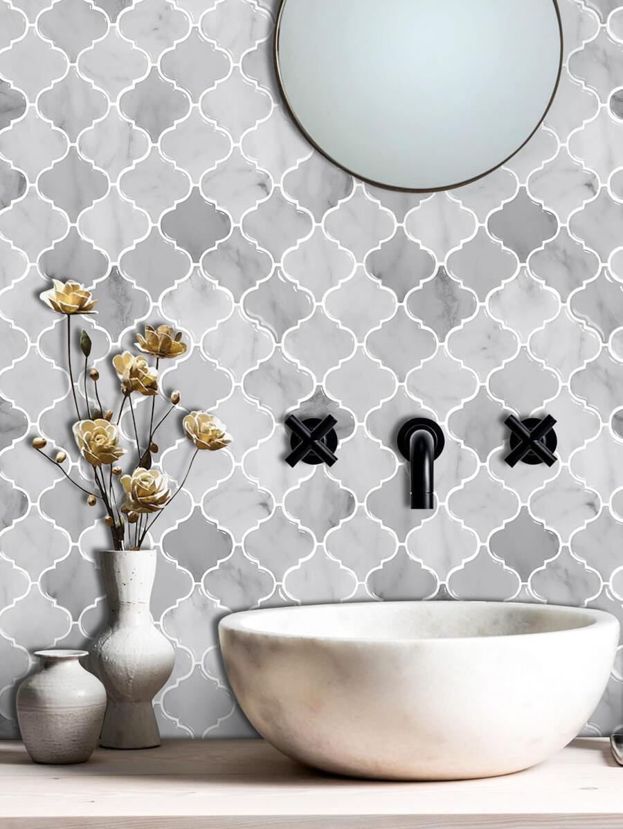 2-Sheet White Backsplash Tiles Peel and Stick Backsplash, Stick on ...