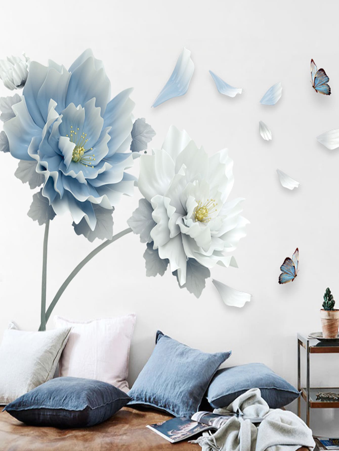 2pcs PVC Wall Sticker, Modern Flower Pattern Self-adhesive Wall Sticker ...