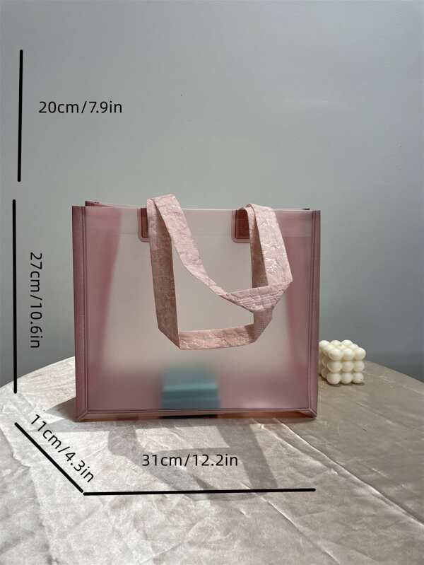 Tropical Leaf Pattern Waterproof Beach Bag, Clear Bag | SHEIN UK