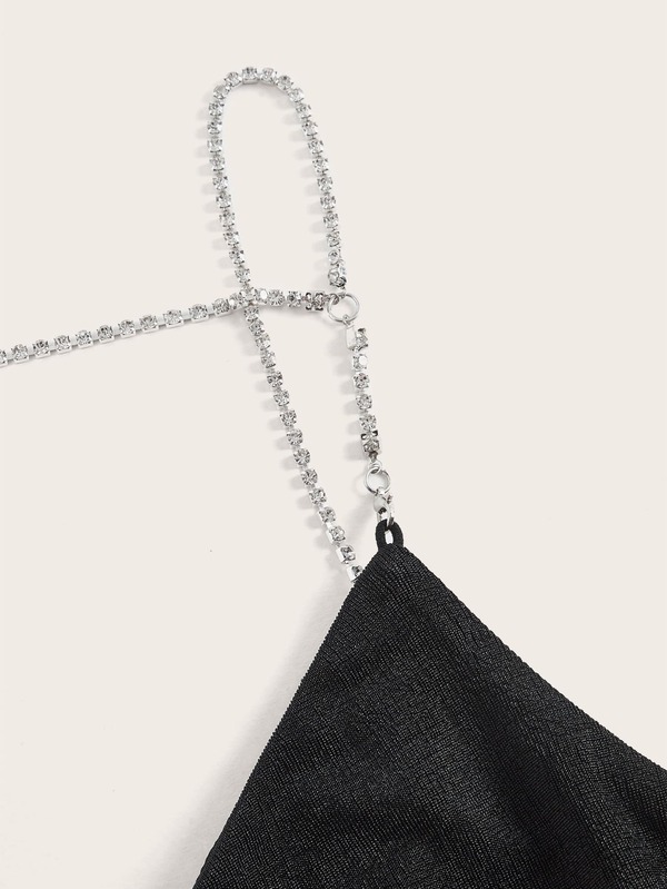 SHEIN ICON Chain Detail Ruched Front Crop Cami Top | SHEIN USA