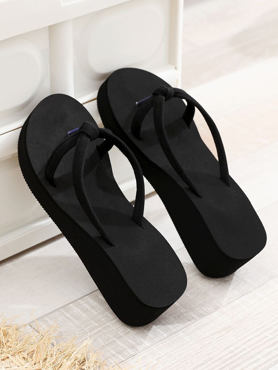 Women Toe Post Flip-Flops Summer Black Faux Suede Flip Flops, Foam Sole ...