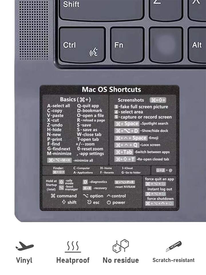 1sheet Shortcut Key Pattern Laptop Sticker | SHEIN