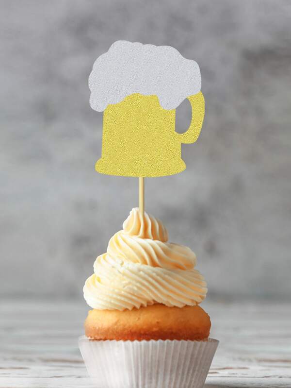 12pcs/set Paper Cake Topper, Beer Design Cake Top Decoration For Party ...