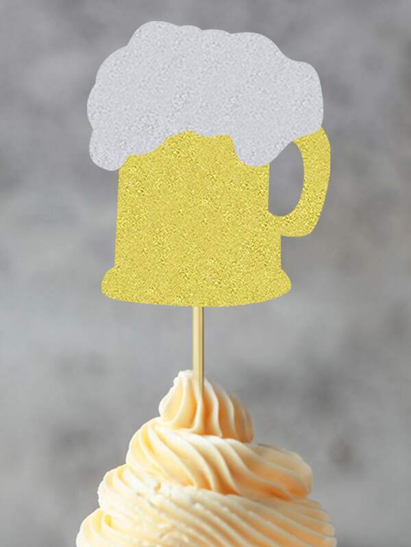 12pcs/set Paper Cake Topper, Beer Design Cake Top Decoration For Party ...
