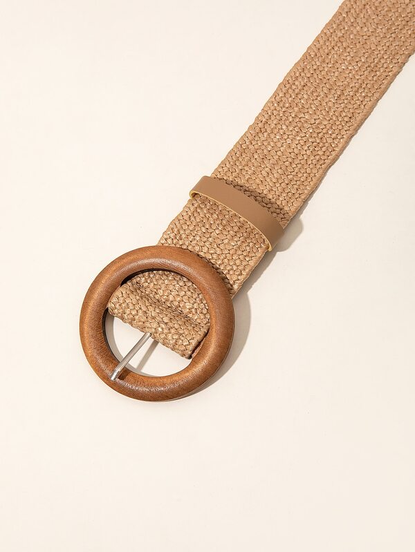 1pc Women Round Buckle Straw Belt | SHEIN UK