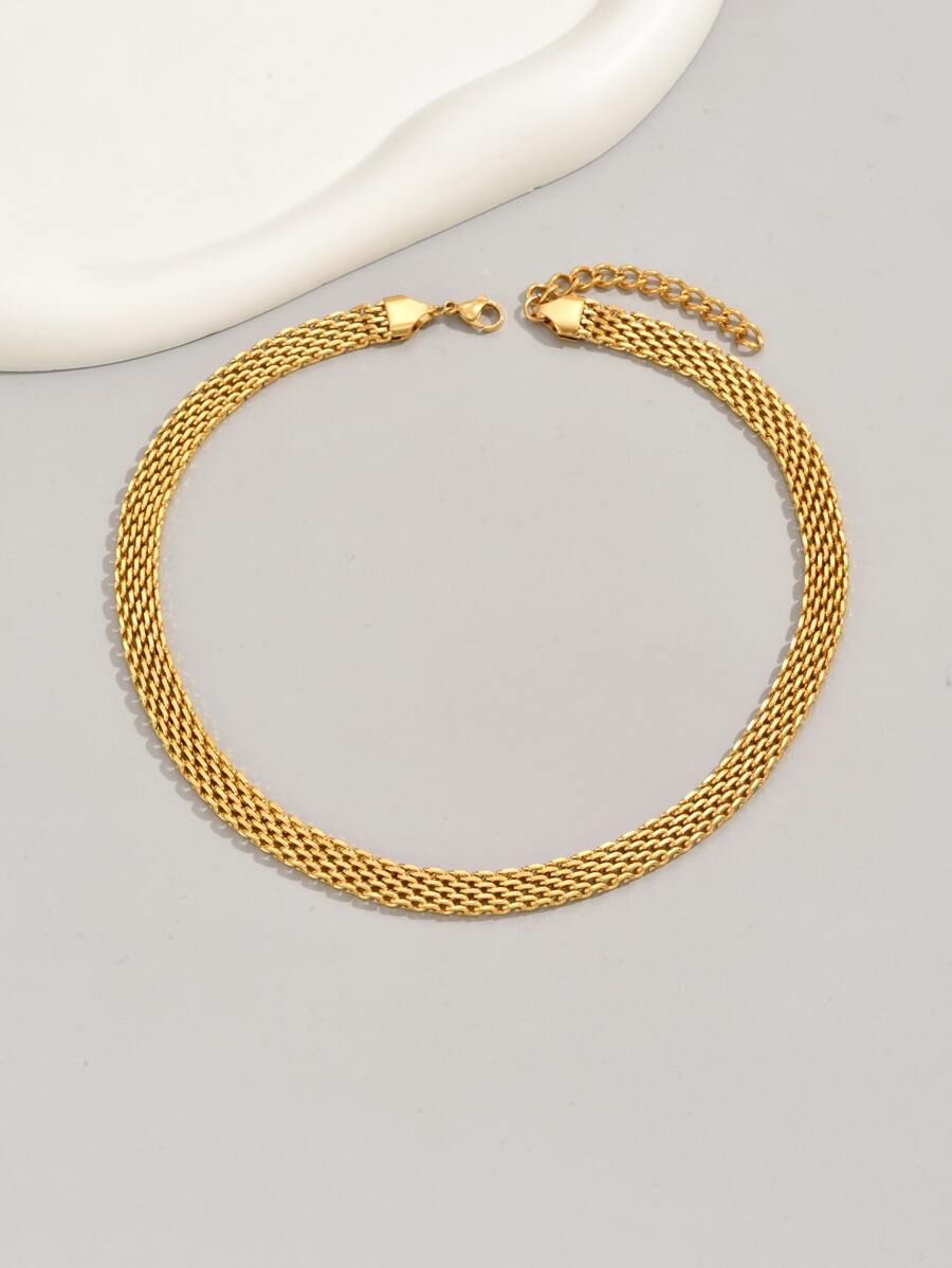 18k Gold Plated Stainless Steel Chunky Mesh Chain Necklace, Suitable ...