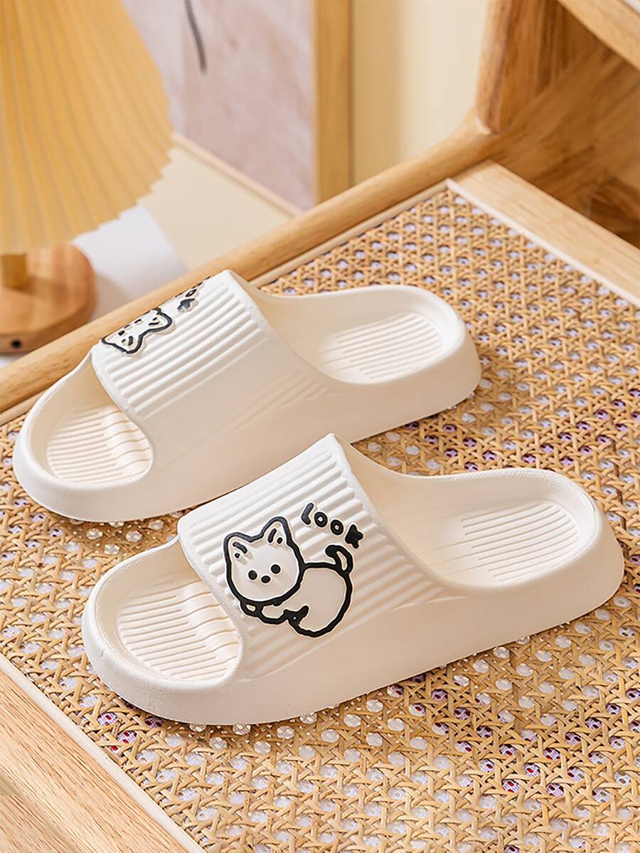 Women Cartoon Cat Graphic Slides EVA Preppy Slides | SHEIN USA