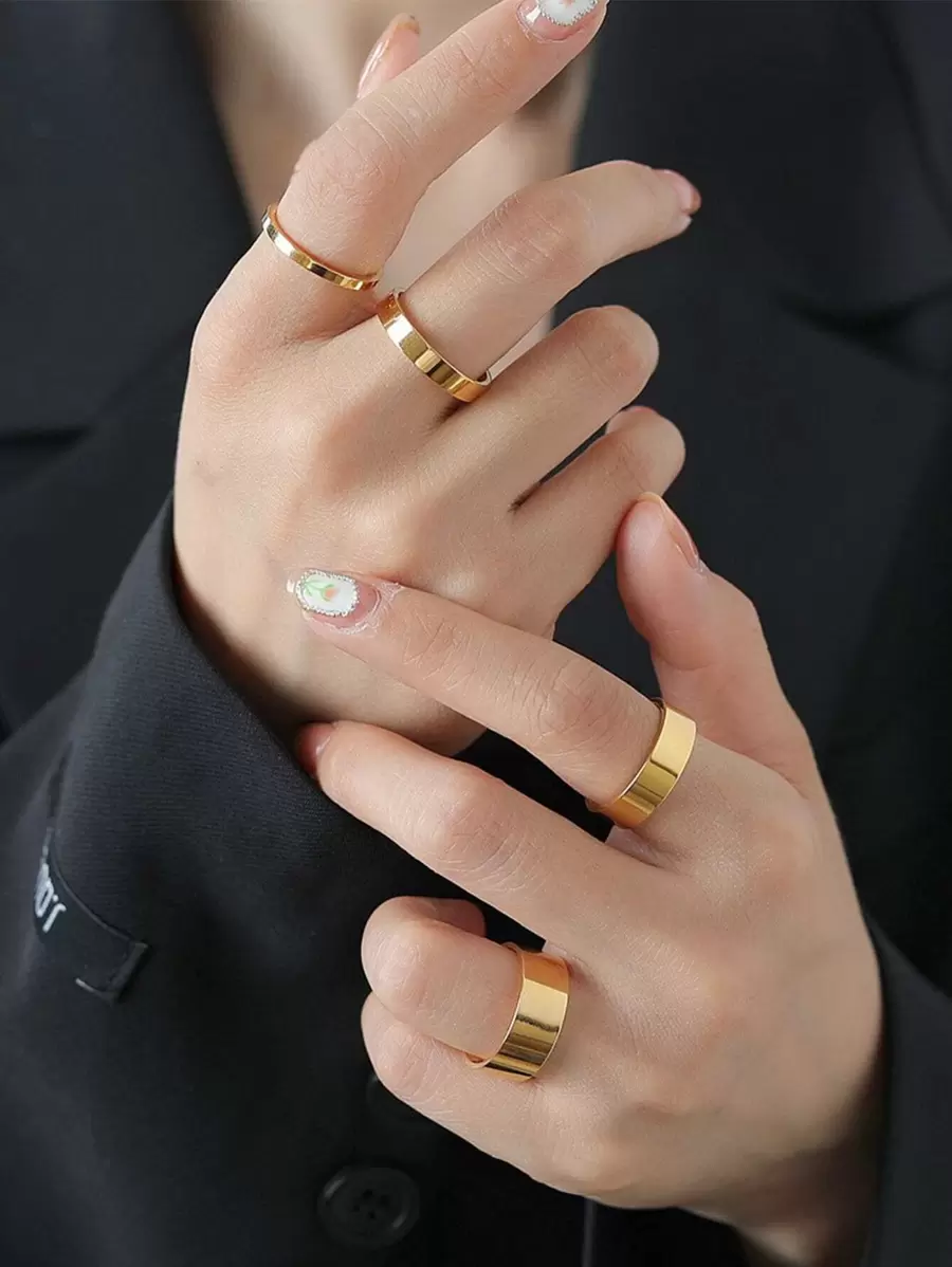 4pcs/set Minimalist Solid Ring | SHEIN USA