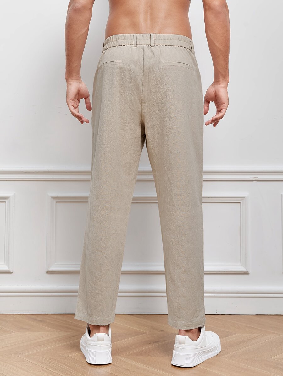 Manfinity NiteLyfe Men Cotton Slant Pocket Straight Leg Trousers | SHEIN UK