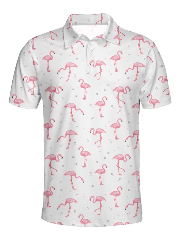 NITAGUT Men Flamingo Print Polo Shirt | SHEIN UK