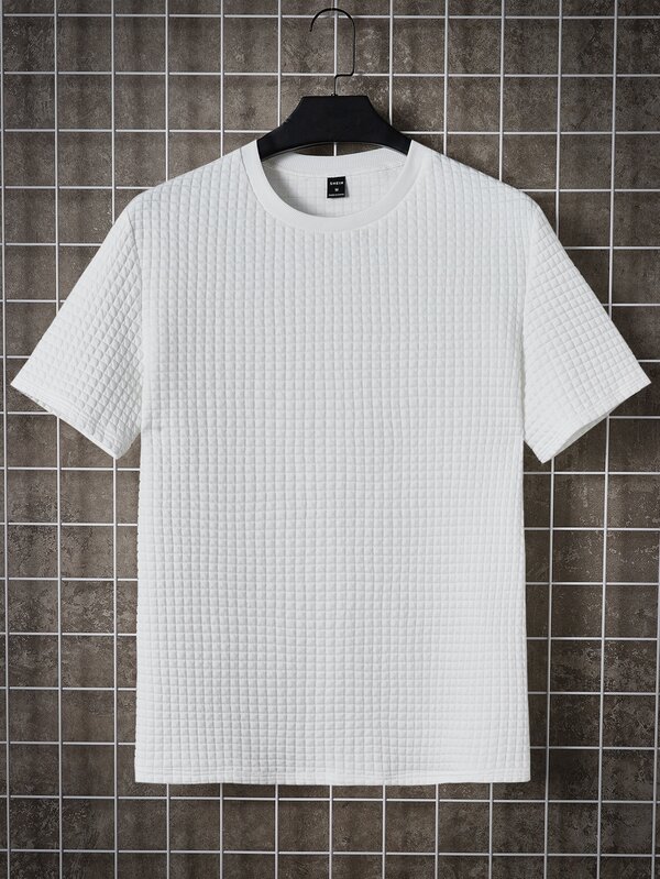 SHEIN Men Solid Waffle Knit Tee | SHEIN USA