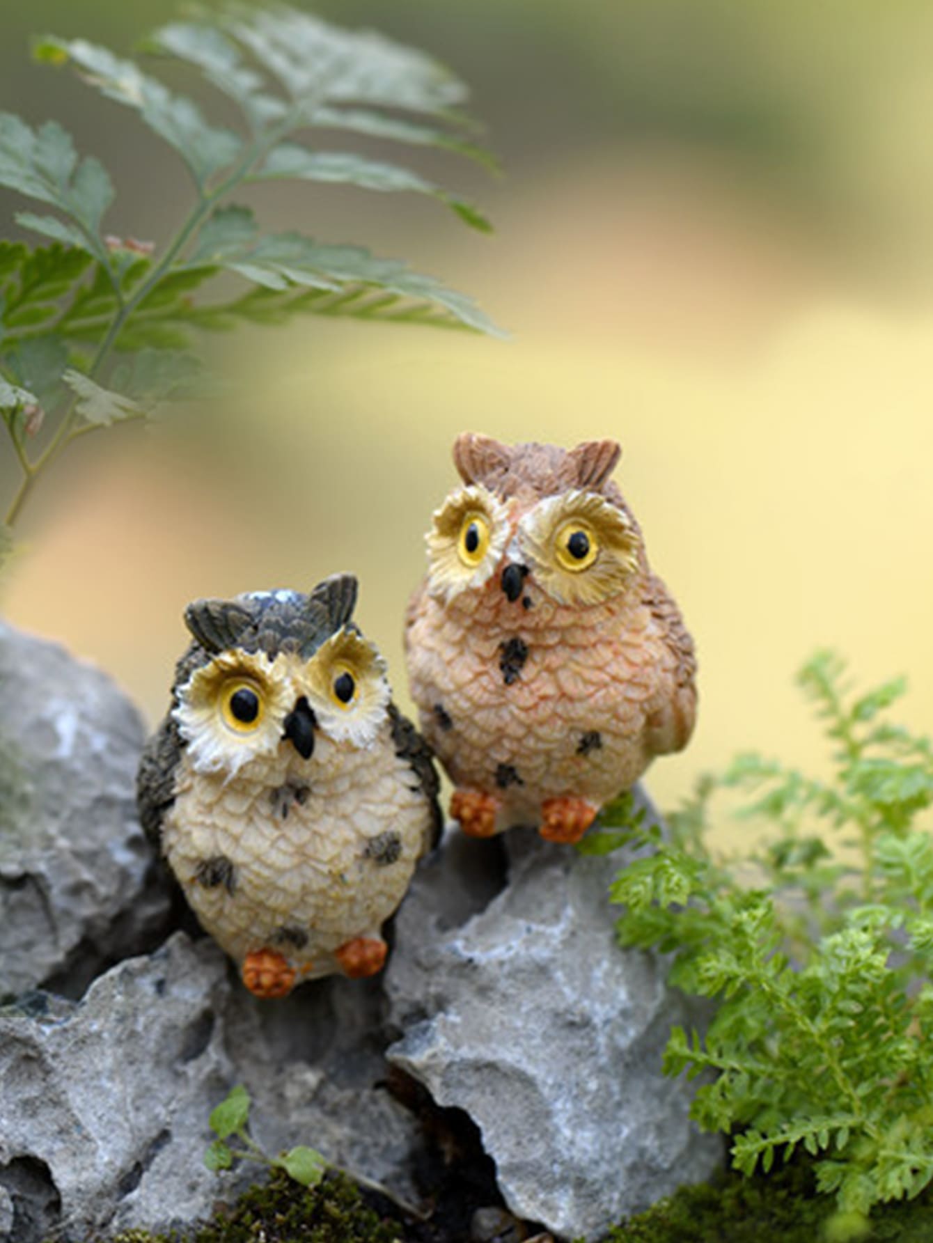 2pcs ABS Garden Ornament, Cute Owl Design Garden Ornament For Outdoor ...