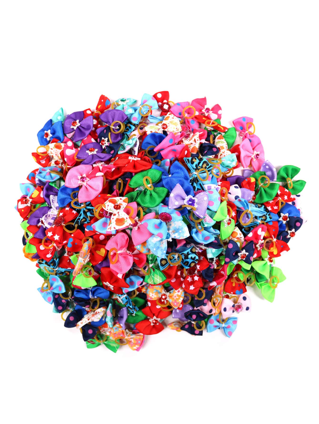 30pcs Hair Bows With Rubber Band Pearls diamond For Puppy Hair Grooming ...