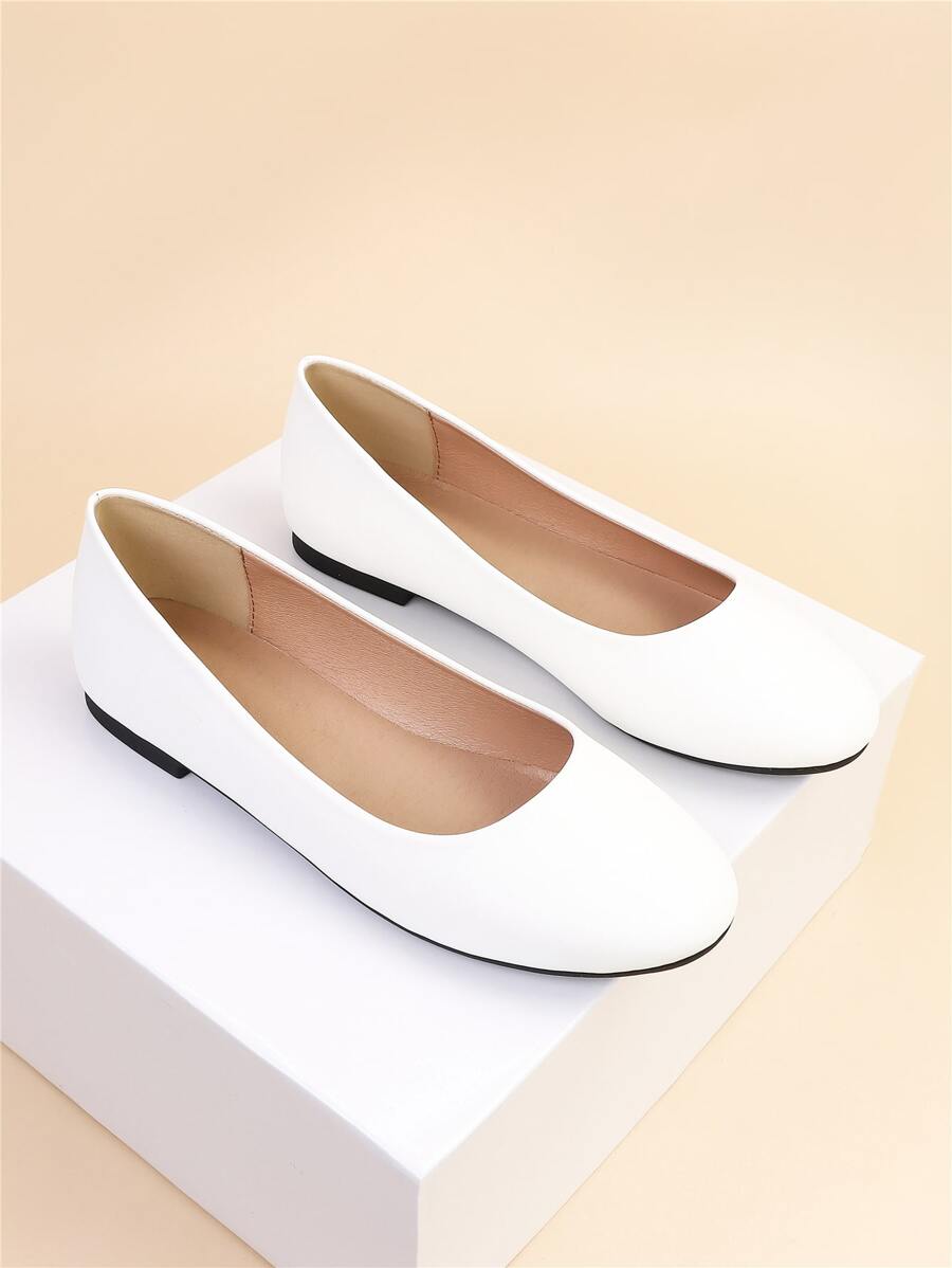 Women Round Toe Flats Elegant White Ballet Flats | SHEIN USA