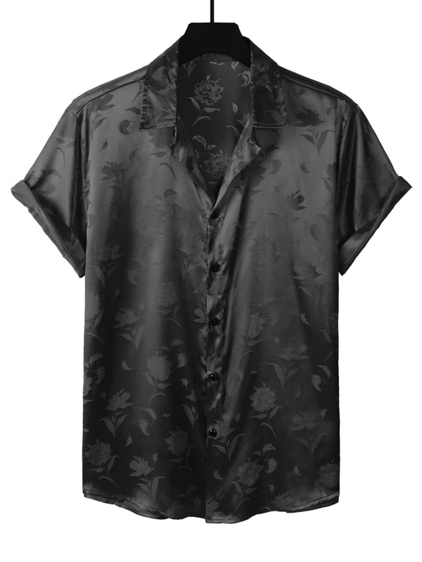 Manfinity Homme Men Floral Jacquard Satin Shirt | SHEIN UK