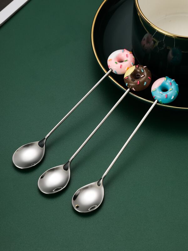 1pc Donut Decor Random Color Spoon, Small Cute Stirring Spoon For ...