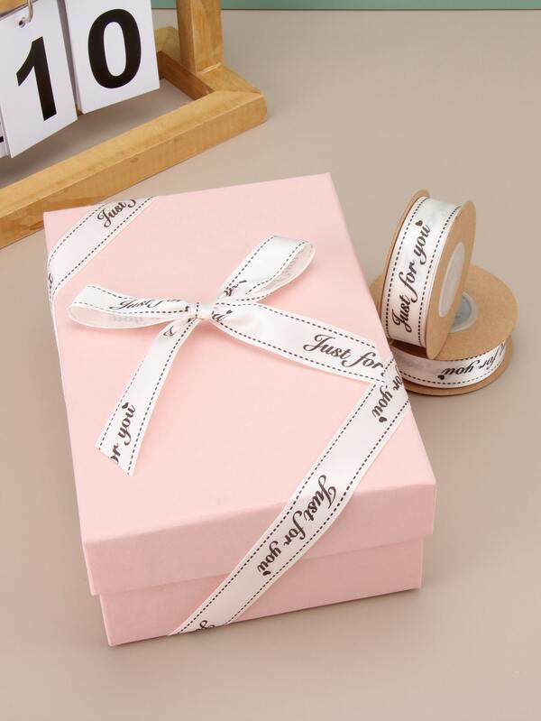 1roll Polyester Gift Wrapping Ribbon, Modern Slogan Graphic Gift ...