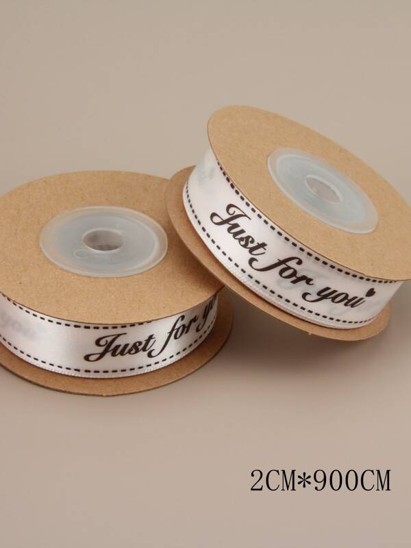 1roll Polyester Gift Wrapping Ribbon, Modern Slogan Graphic Gift ...