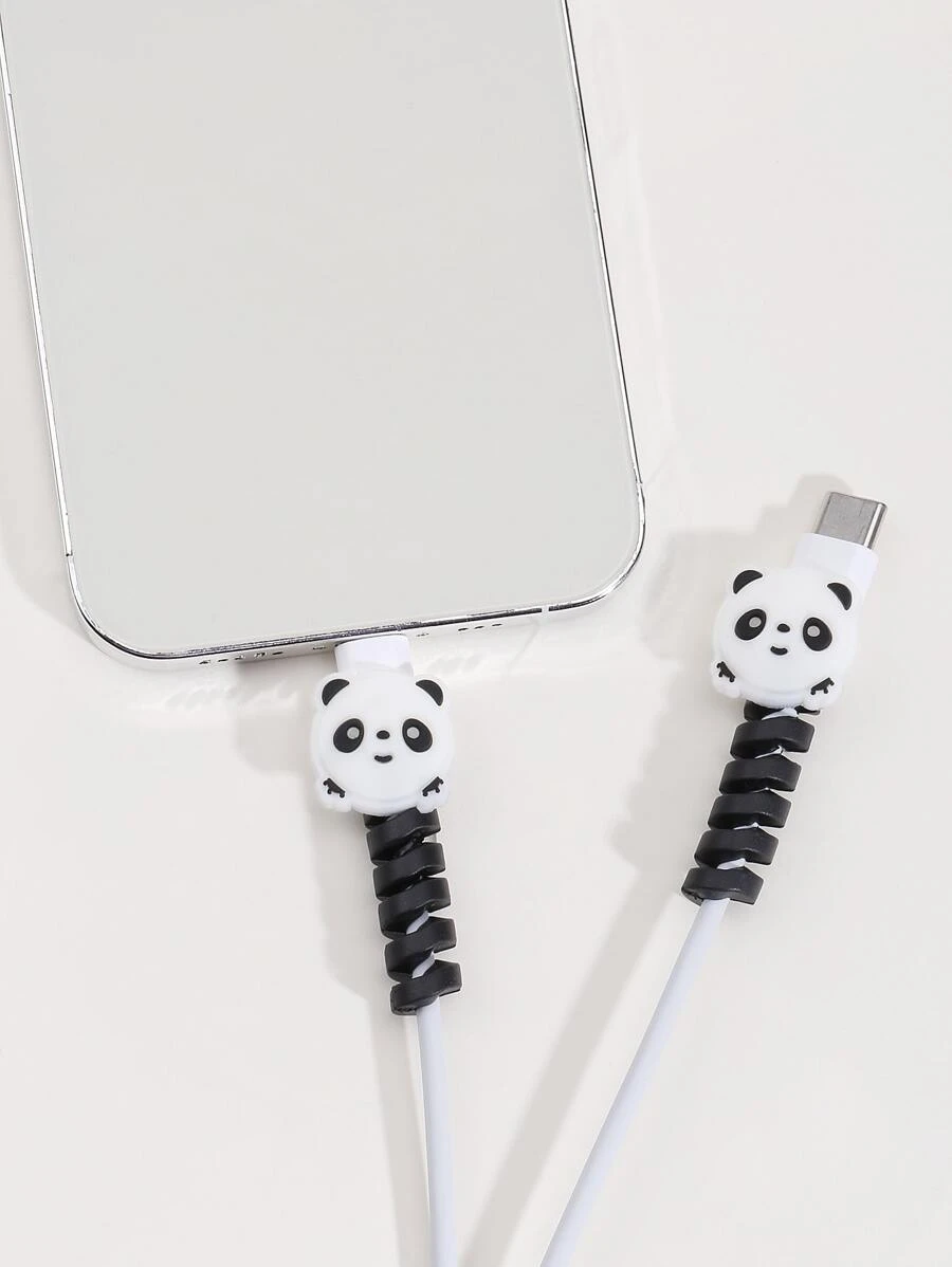 2pcs Cartoon Panda Decor Data Cable Protector | SHEIN USA