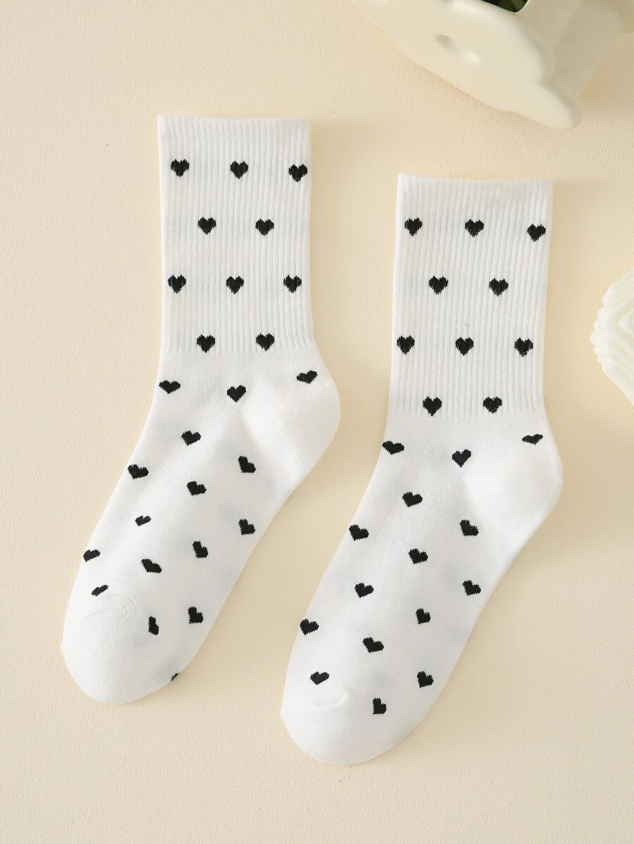 Heart Pattern Crew Socks | SHEIN USA